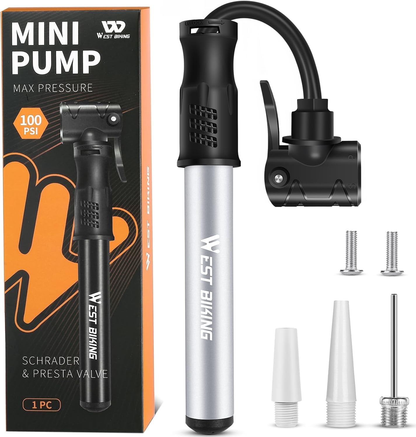 Mini Bike Pump Aluminum Alloy Portable Bicycle Pump for Presta Schrader ...