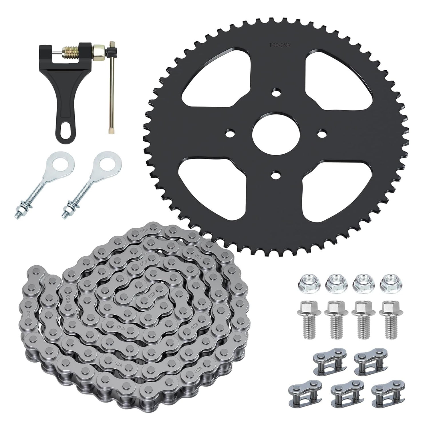 Mini Bike Sprocket 60T with 420 Chain 90 Links Fit for Coleman CT200U ...