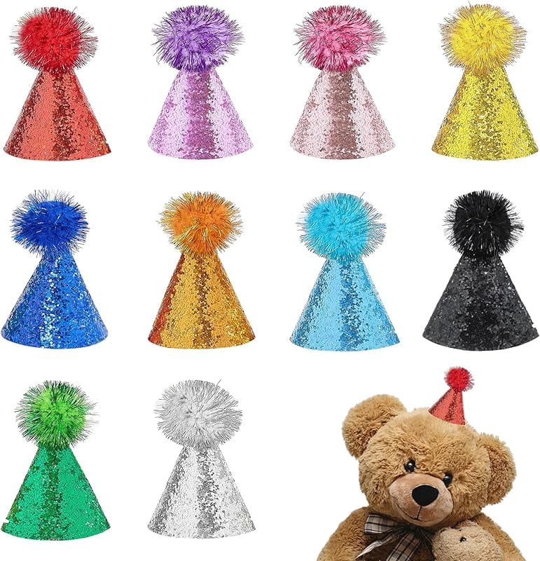 Mini Birthday Party Hats for Stuffed Animals Toys Tiny Cone Party Hats ...