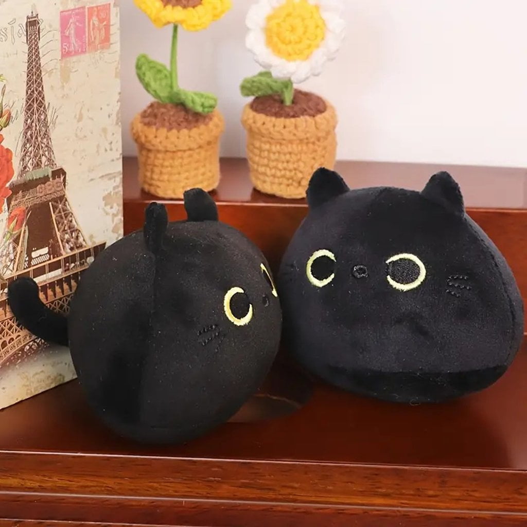 Mini Black Cat Plush Plushie Stuffed Animal Ball Squish Mallow 4 Inch ...