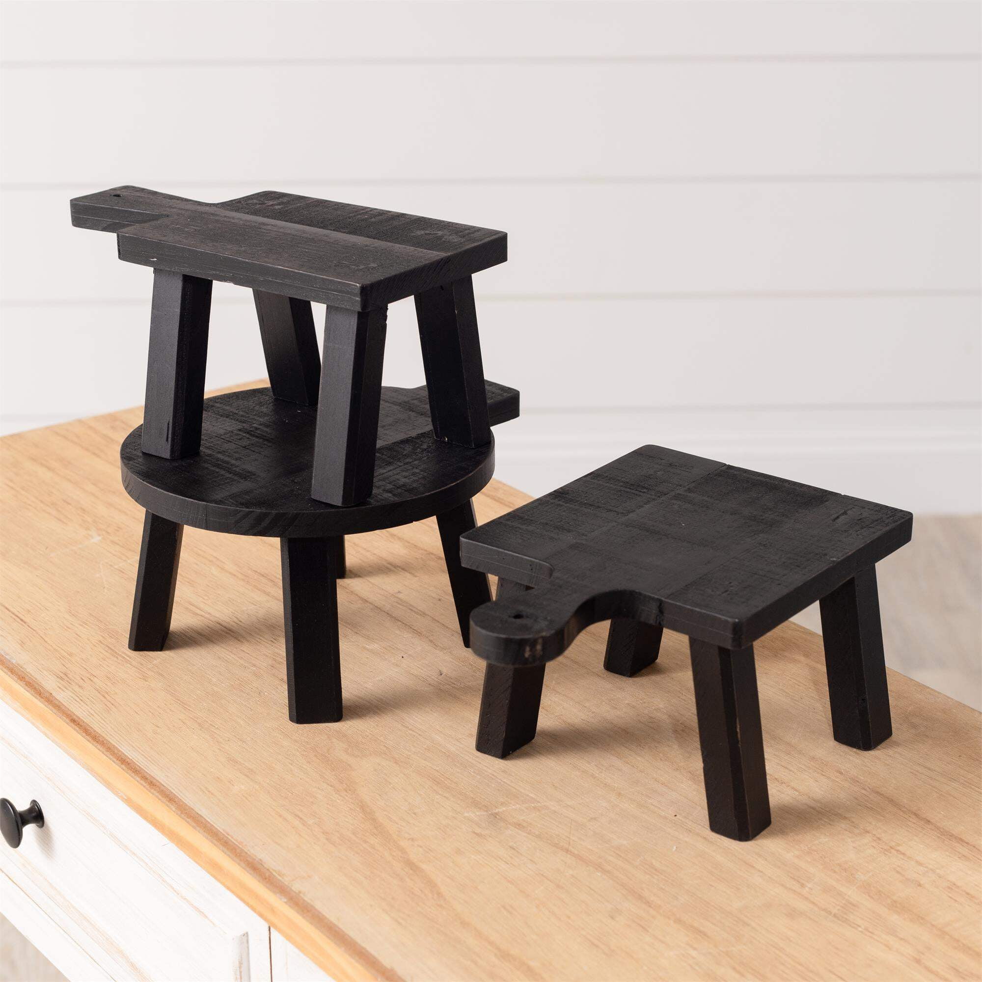 Mini Black Wood Riser Pedestals | 3 Sizes - Walmart.com