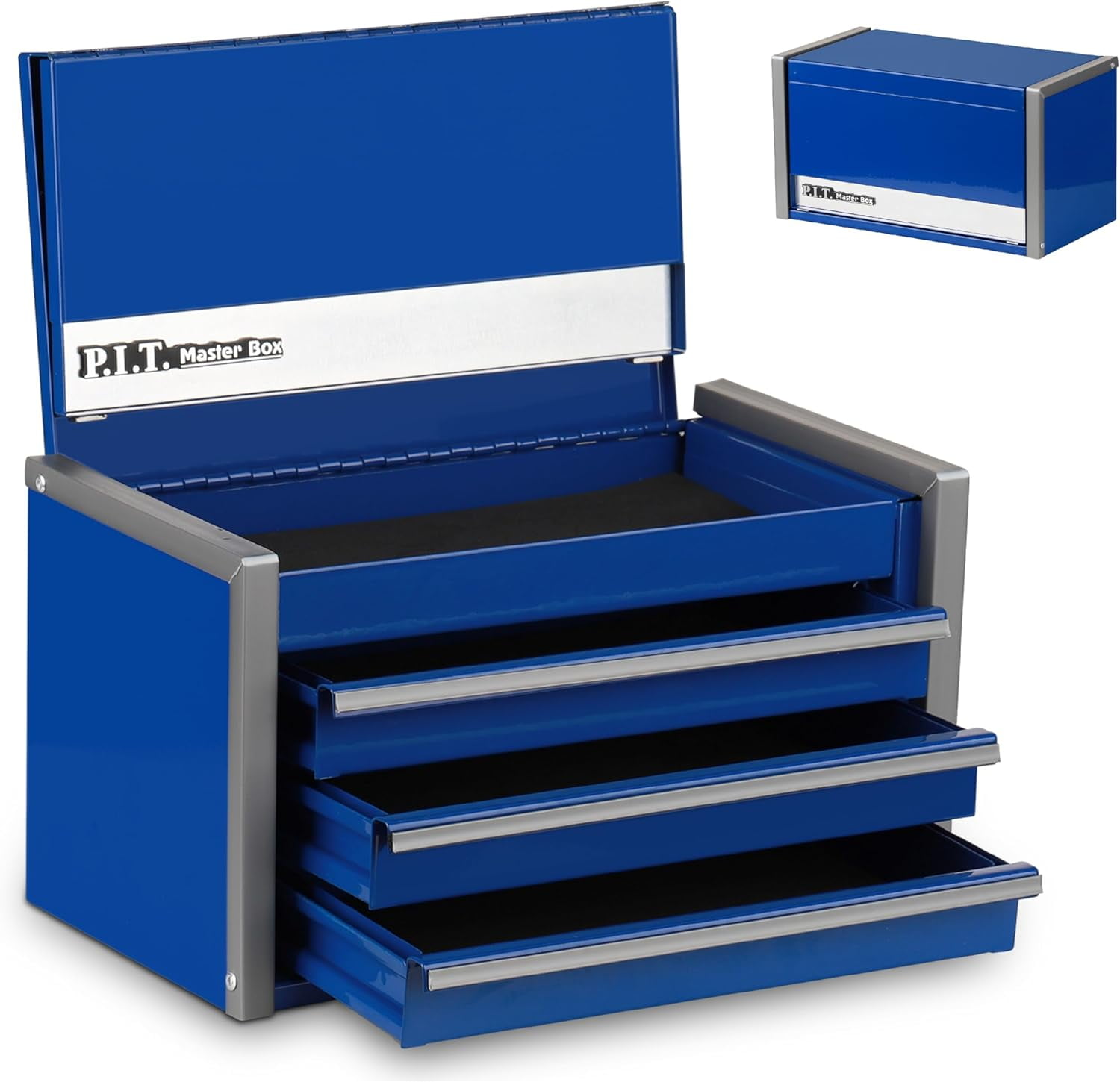 Mini Blue Tool Box, Portable 3 Drawer Steel Stackable Tool Box with ...