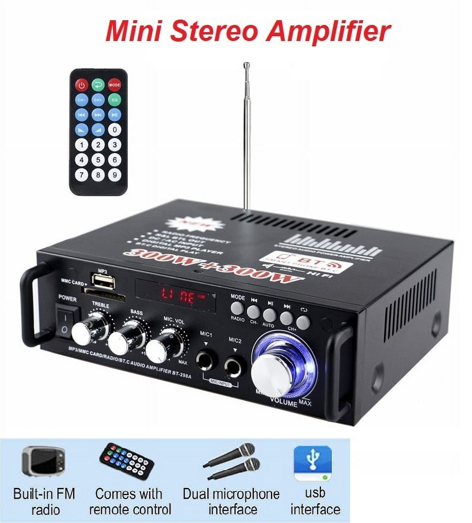 Mini Blue tooth Amplifier 300W+300W Audio Receiver Dual Channel, Black ...