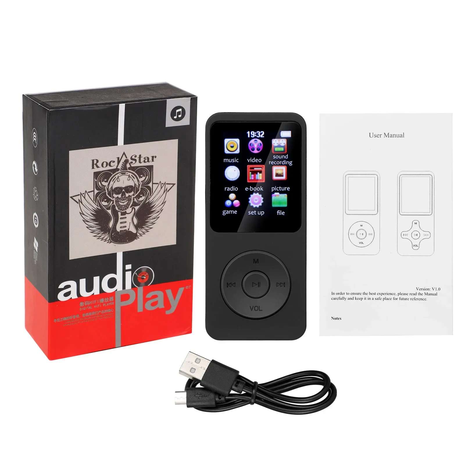 Mini Bluetooth MP3 Player E-book Sports Color Screen MP3 MP4 FM Radio ...