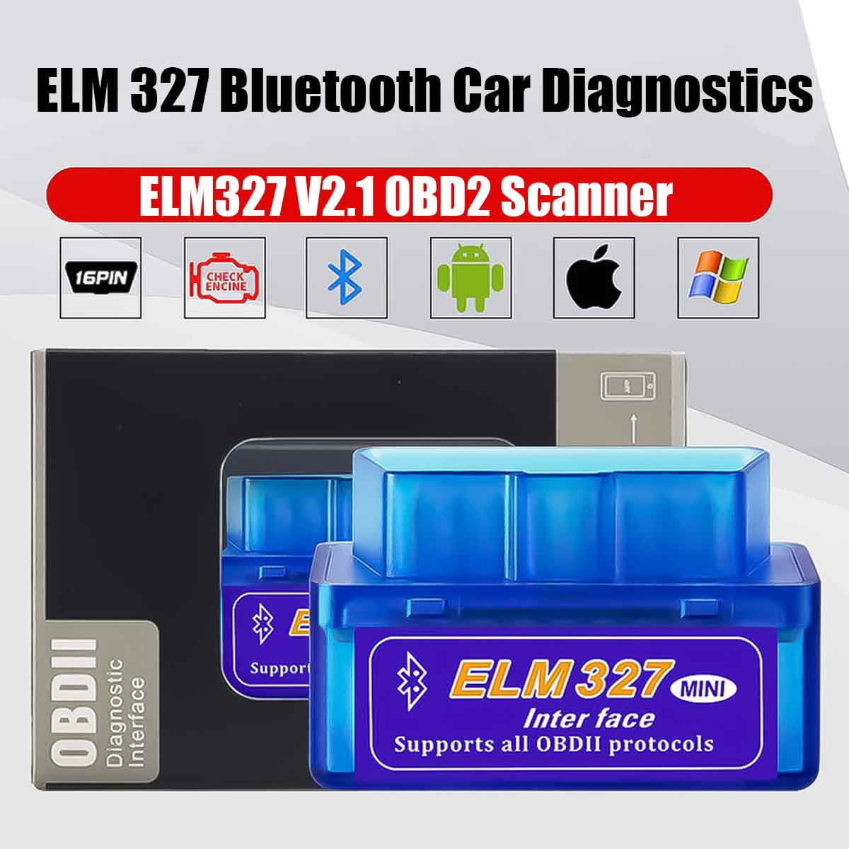 Mini Bluetooth OBD II Scanner for IOS Android Windows ONLY, Auto Check ...