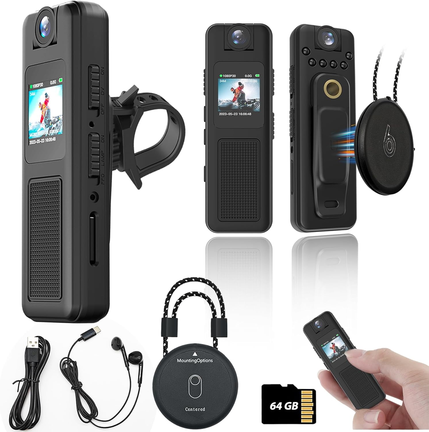 Mini Body Camera 64GB with Audio and Video, Magnetic Lanyard Clip ...