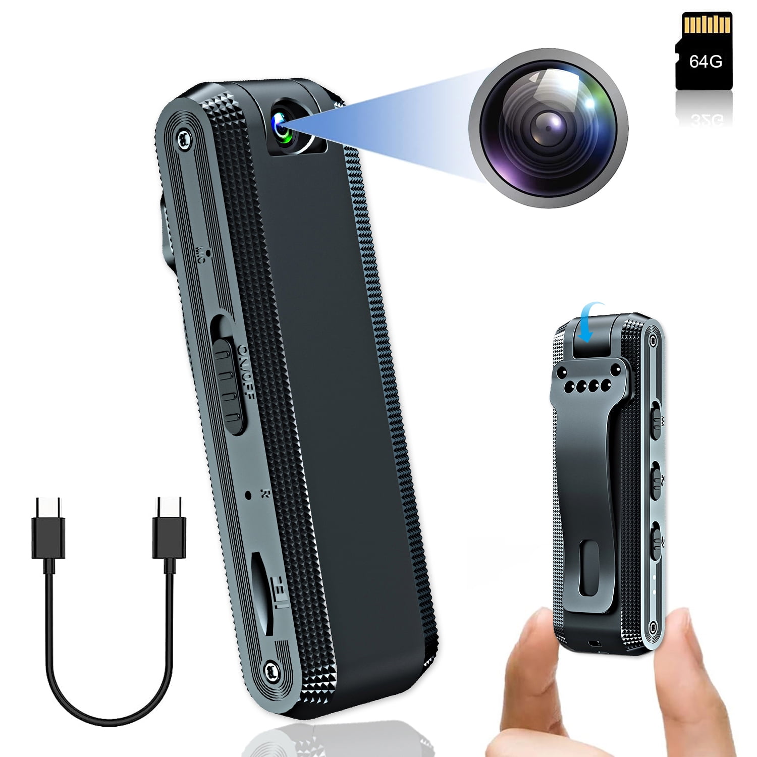 ProCIV 1080P HD Mini Body Camera - 64GB, Night Vision, Motion Detection ...