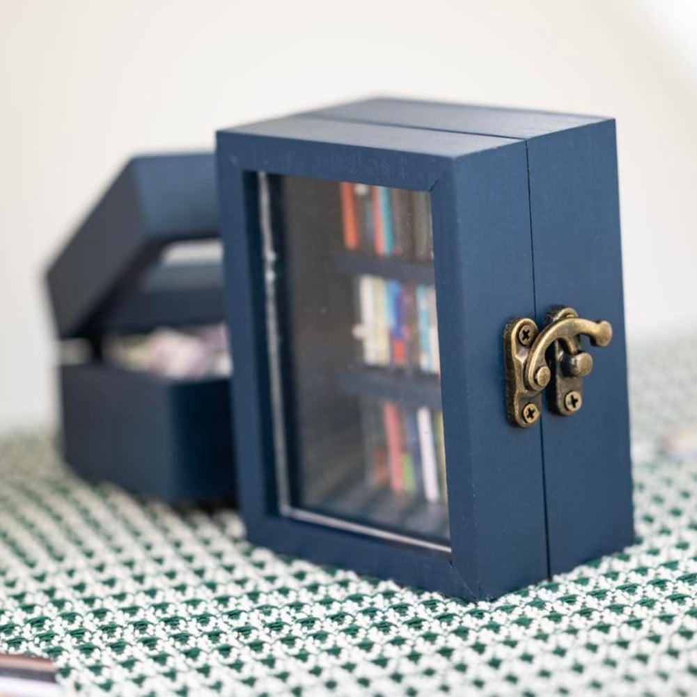 Mini Bookshelf Miniature Anty-Anxiety Bookshelf With 60Books Wooden ...