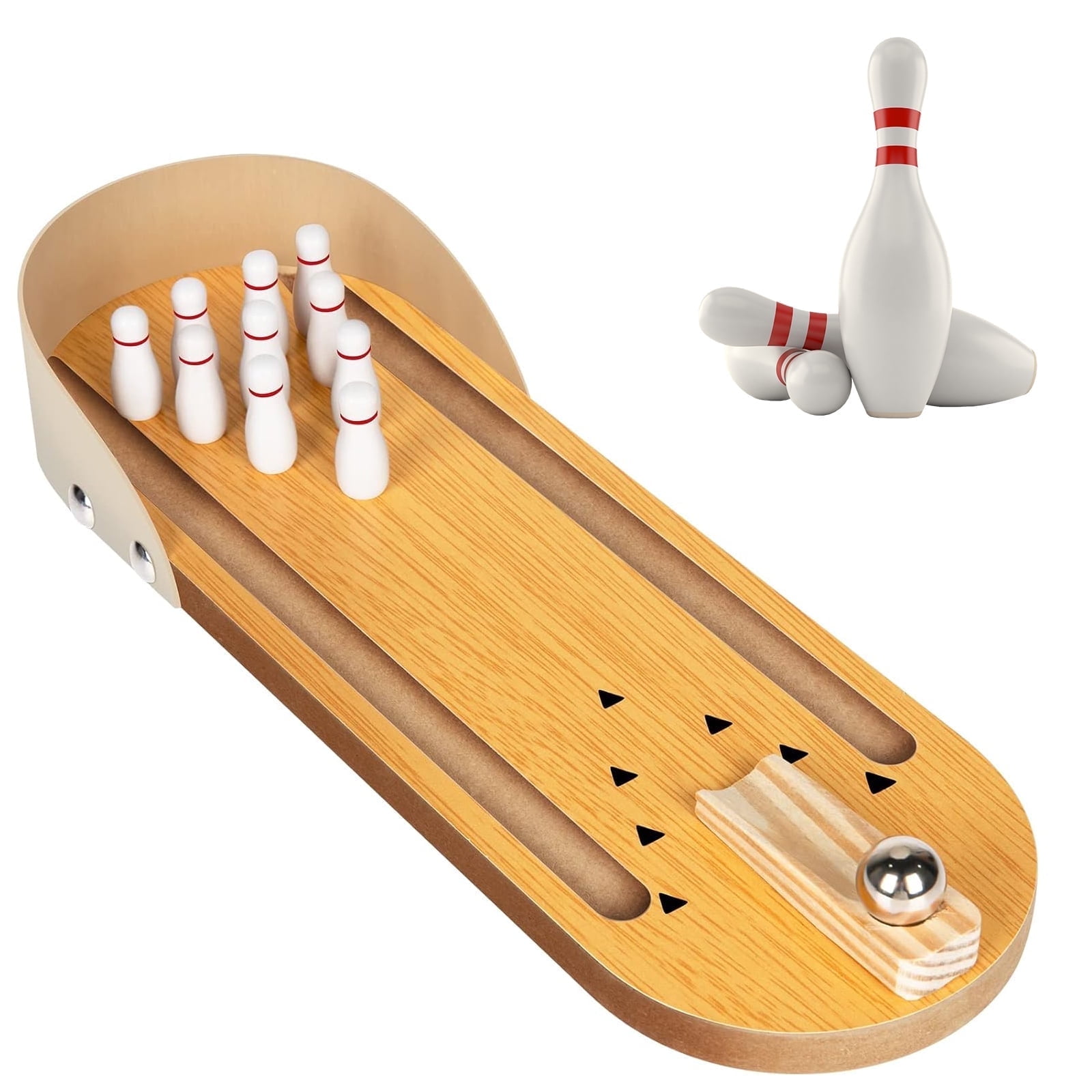 Mini Bowling Game Set - Exquisite Wooden Desktop Bowling for Kids ...