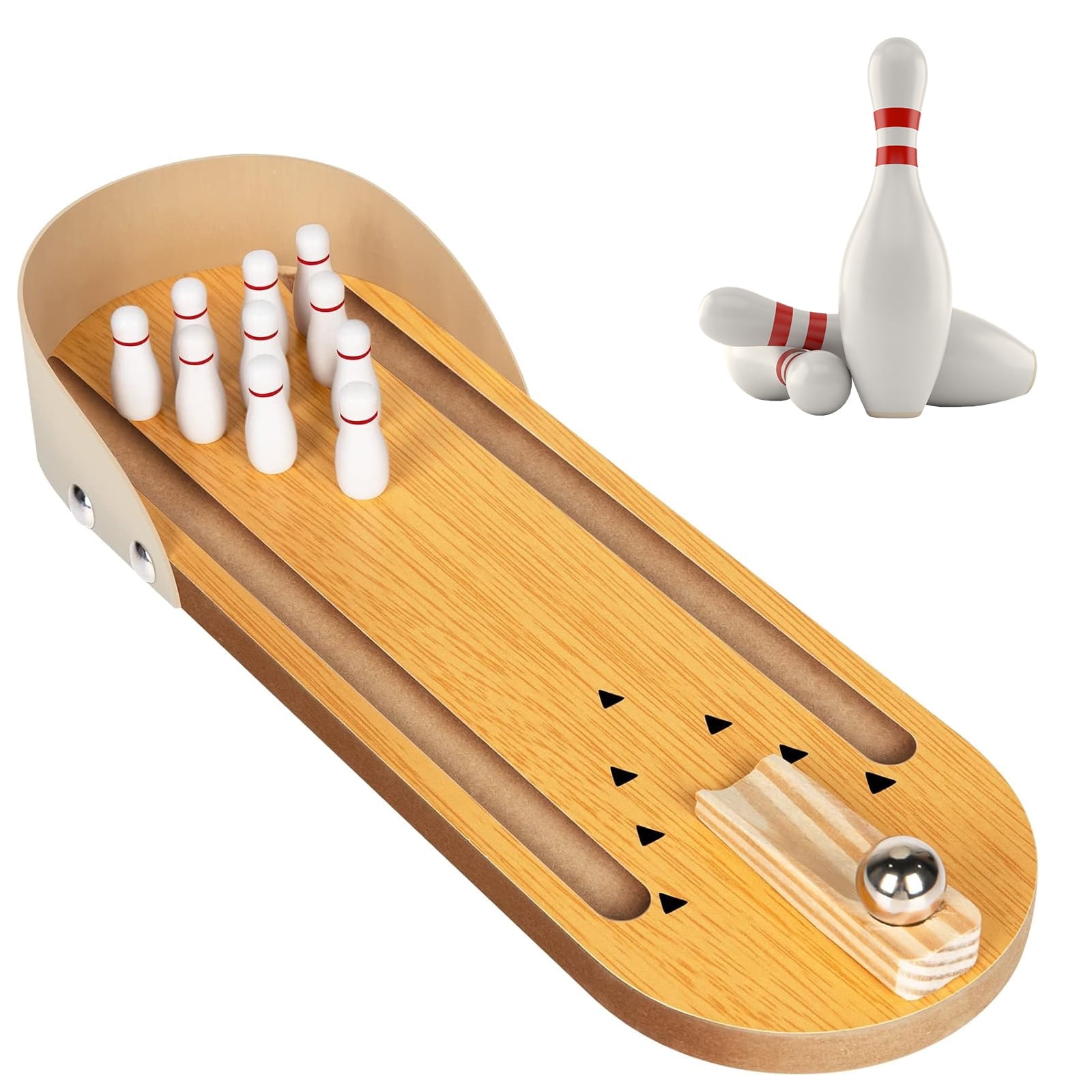 Mini Bowling Game Set - Exquisite Wooden Desktop Bowling for Kids ...