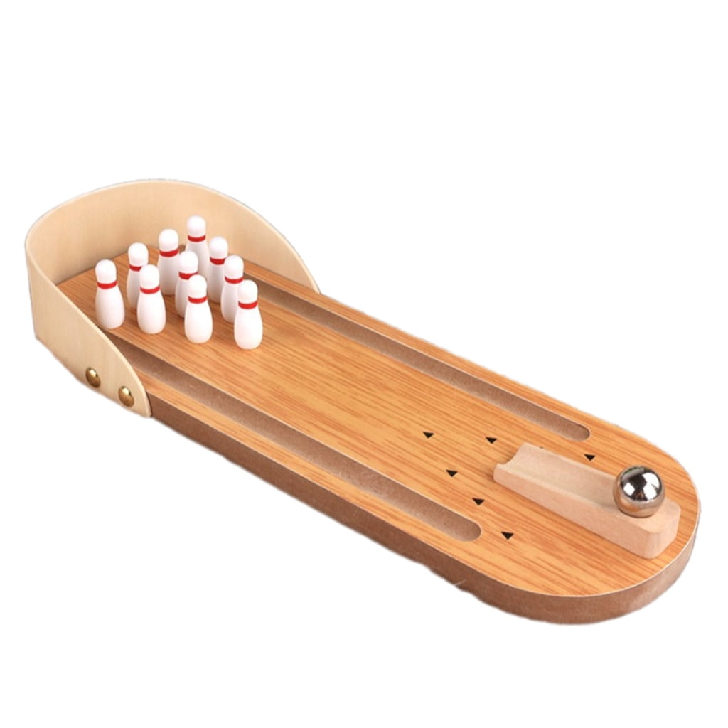 Mini Bowling Game Set Wooden Tabletop Bowling Game Desktops Bowling Toy ...
