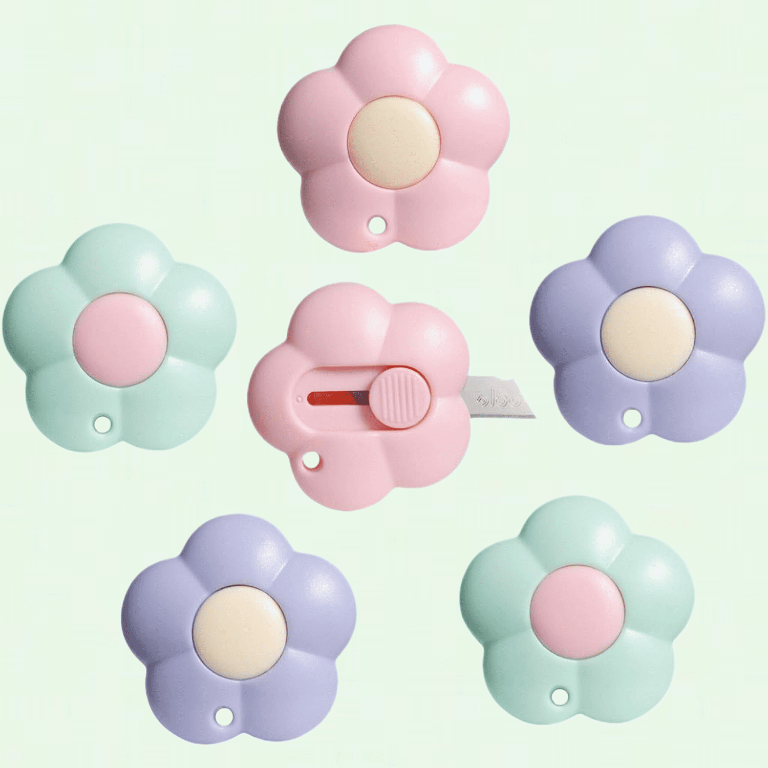 Mini Box Cutter Set of 6, Retractable Utility Knife with Keychain Hole ...