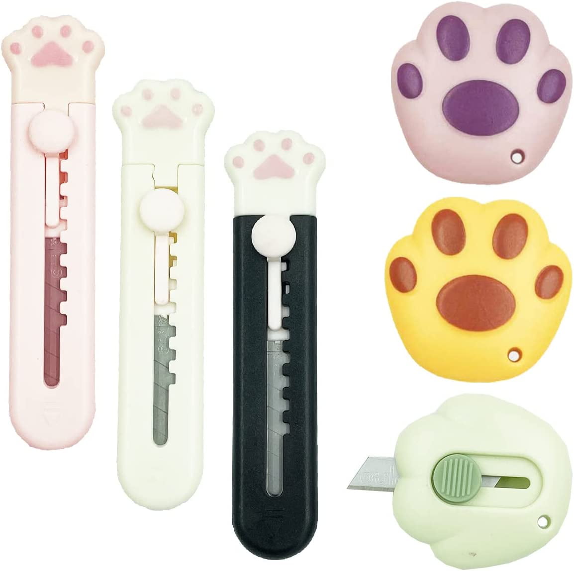 Mini Box Cutters, 6Pcs Retractable Art Cutter Utility Knife,Cute Cat ...