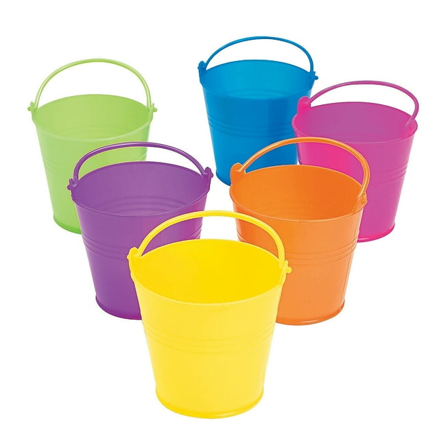 Mini Bright Plastic Pails - Party Supplies - 12 Pieces - Walmart.com
