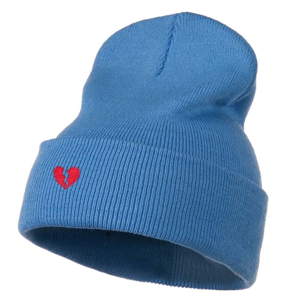 Mini Broken Heart Embroidered Long Beanie - Sky Blue OSFM - Walmart.com