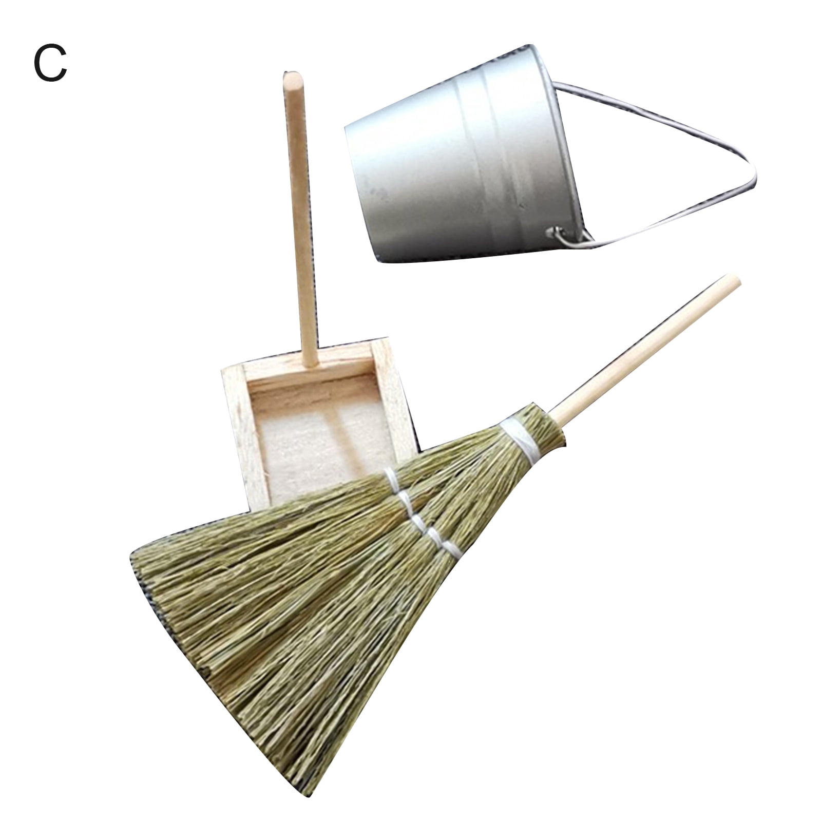 Mini Broom Dustpan Bucket Simulation Household Model Decor Toy Set for ...