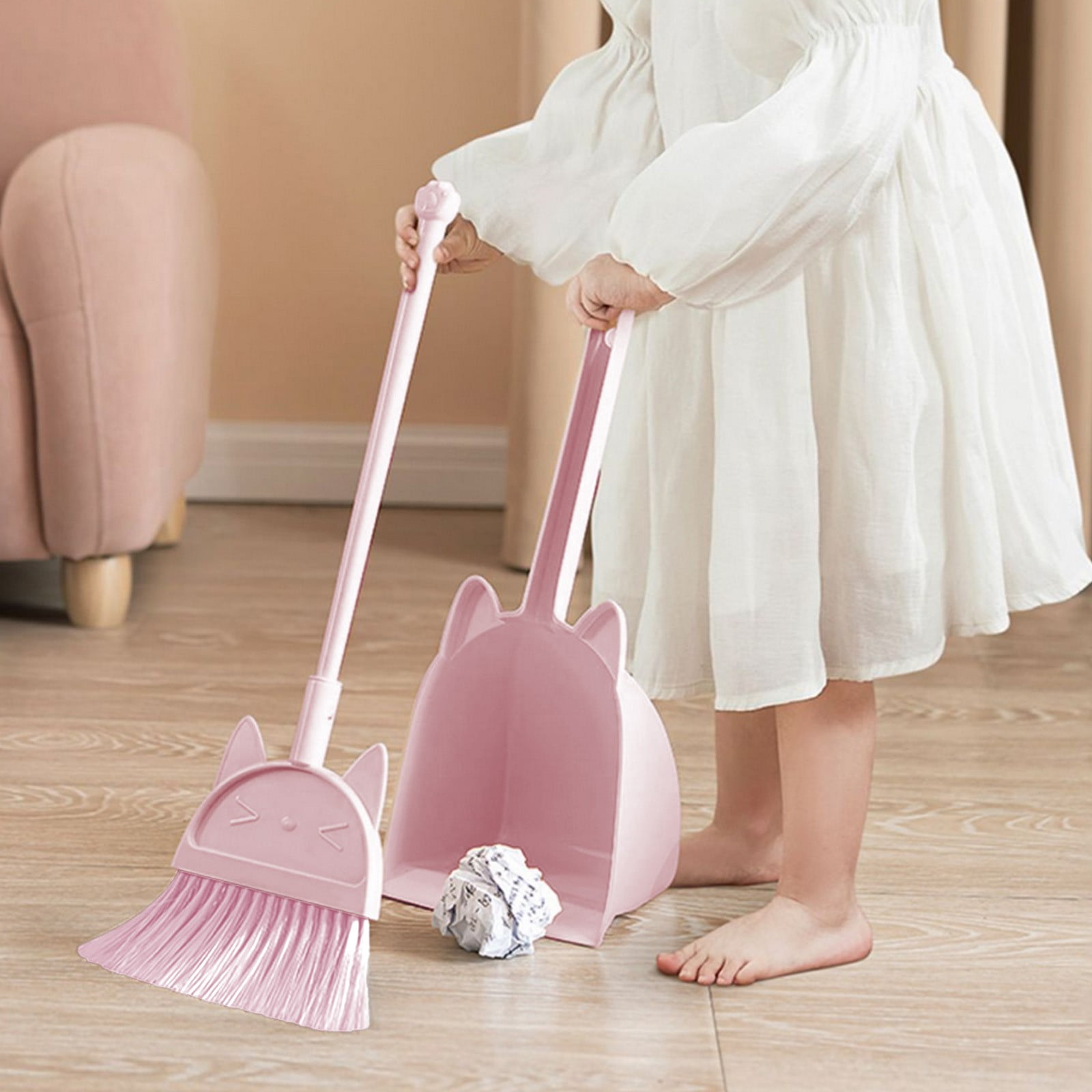 Mini Broom and Dustpan Set Kids Cleaning Set - 3-Piece Plastic Broom ...