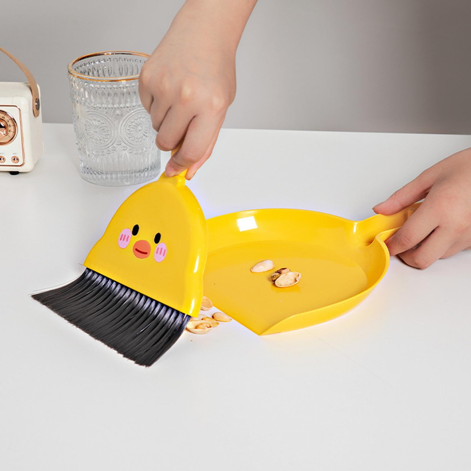 Mini Broom and Dustpan Set, Pretend Play Toy, Cute Yellow Duck Desktop ...