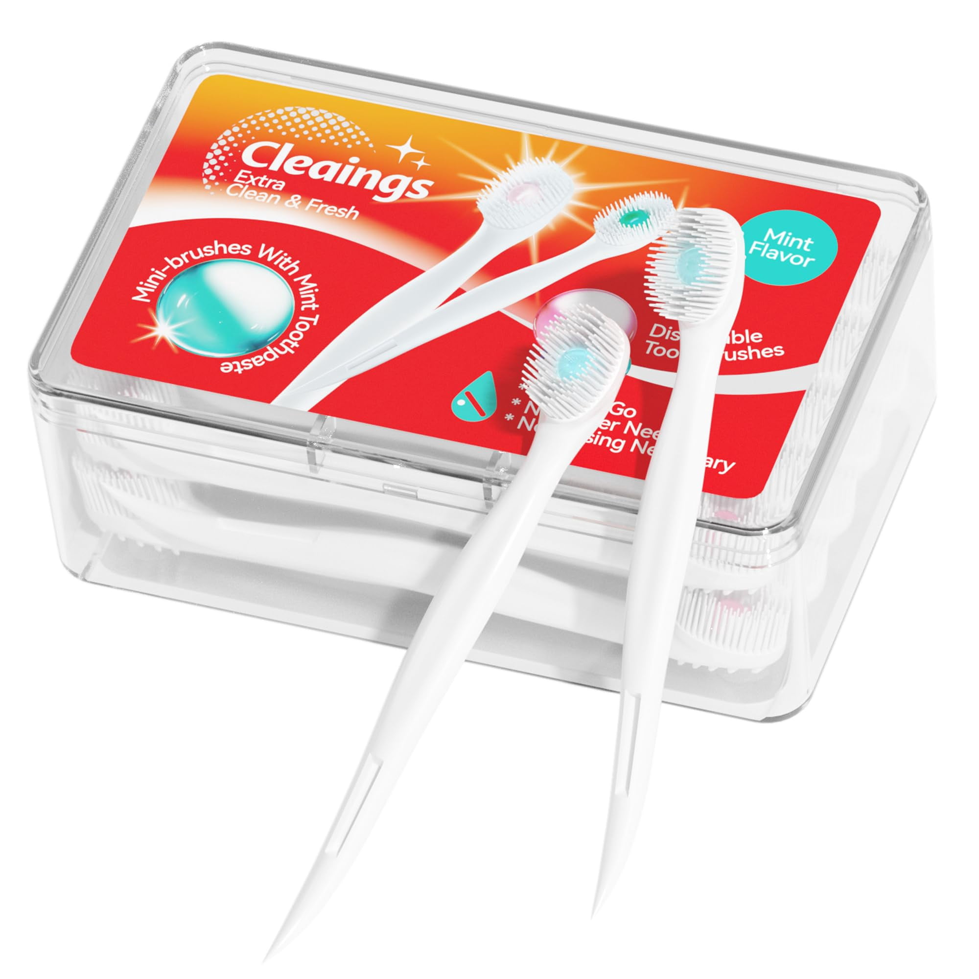 Mini Brushes-Disposable Toothbrushes with Cleaning Beads Toothpaste and ...