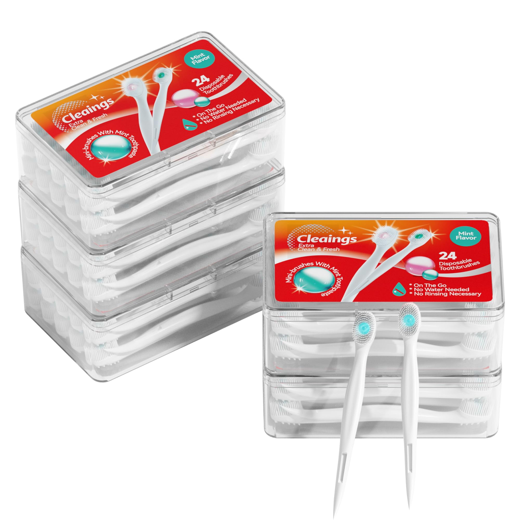 Mini Brushes-Disposable Toothbrushes with Cleaning Beads Toothpaste and ...