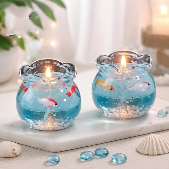 Mini Bubble Fish Tank Candle, 2026 Upgraded Aesthetic Floating Freesia ...