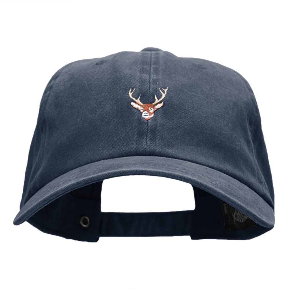 Mini Buck Embroidered Unstructured Cotton Cap - Navy OSFM - Walmart.com