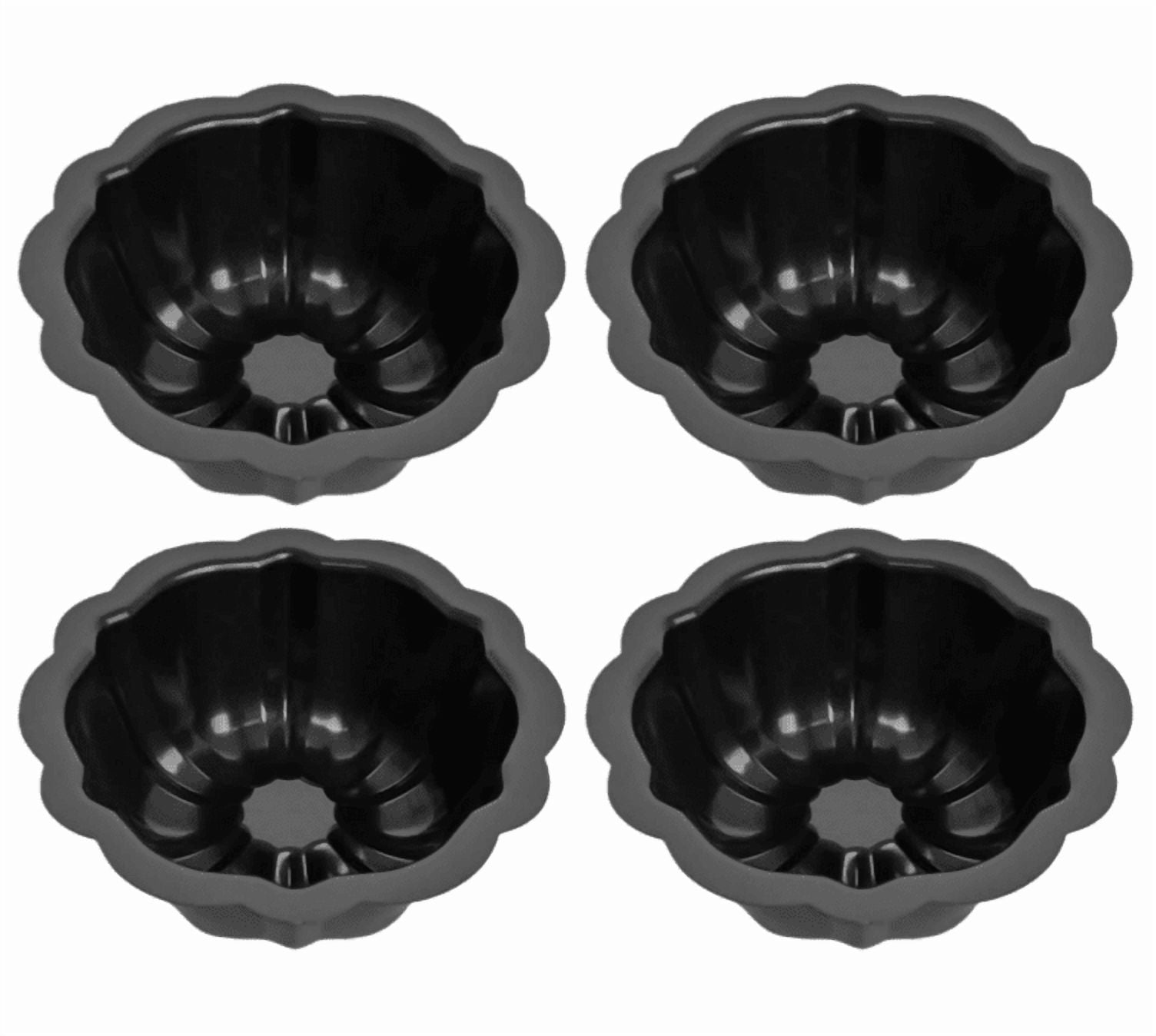 Mini Budtcake Pan, 4 Inch Black Nonstick Fluted Lava Cake Pans Mini ...