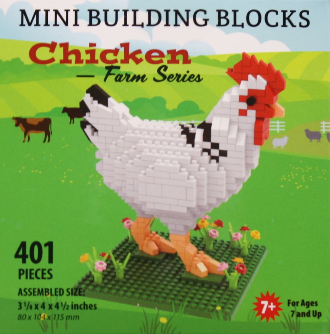 Mini Building Blocks Kit - Farm Series Chicken Figurine, 401 Pieces ...