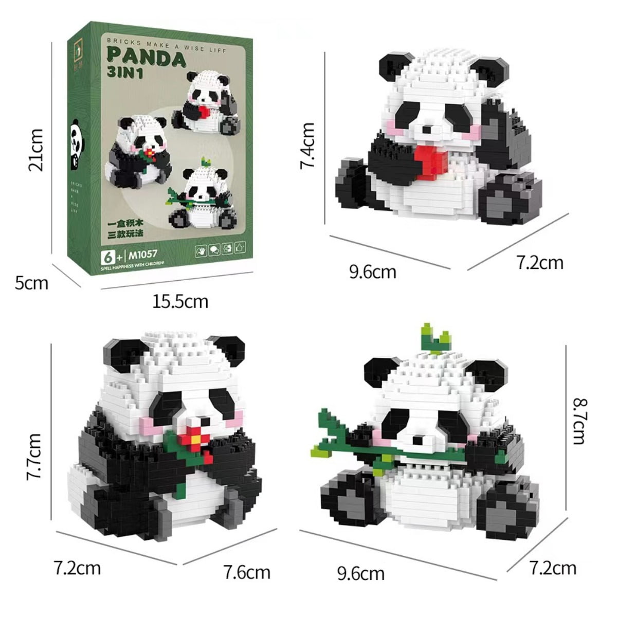 Mini Building Blocks- Panda with Orange, Party Favors- Micro Blocks ...
