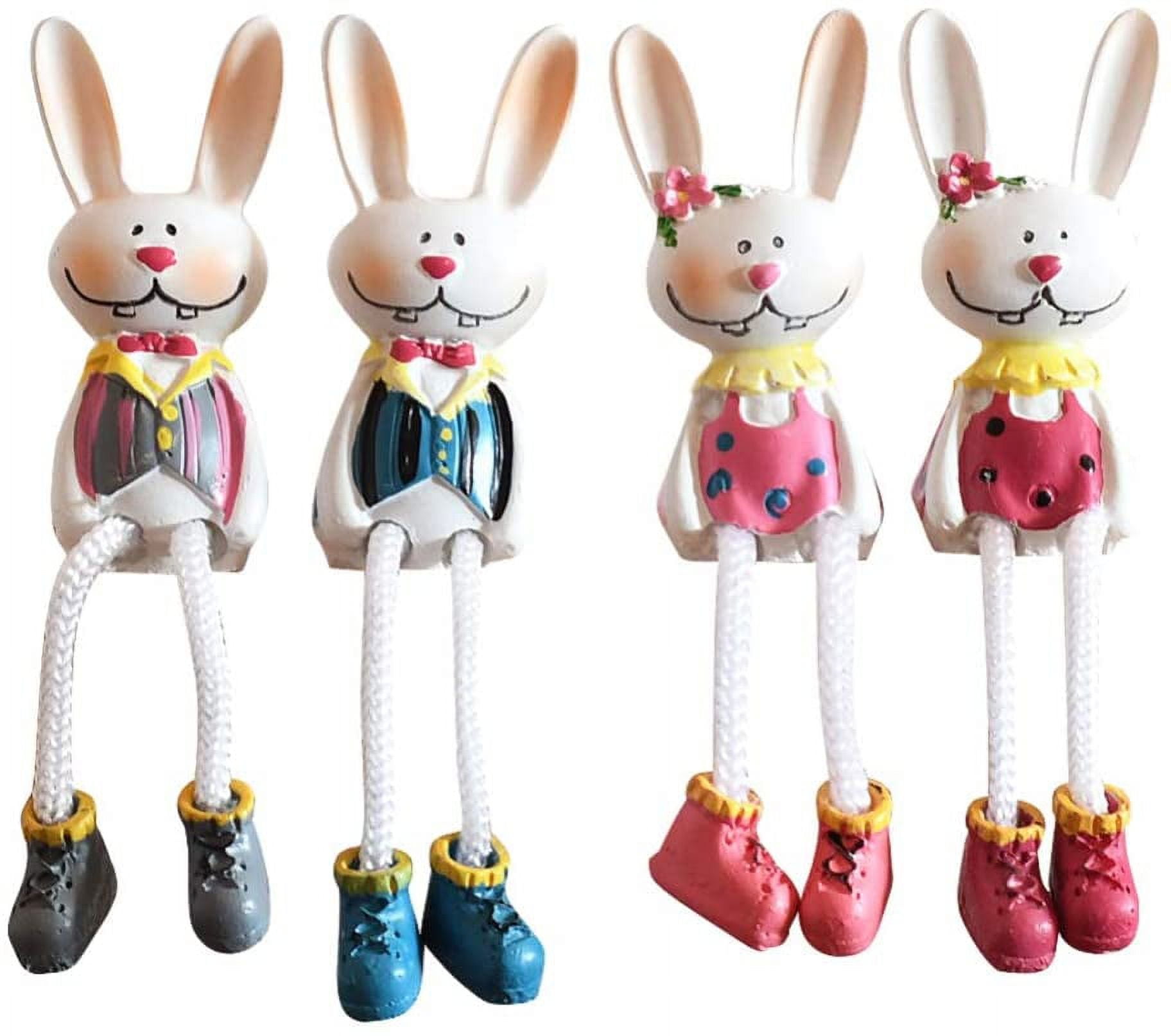 Mini Bunny Figurines Resin Rabbit Statues - Pack of 4, Easter Table ...