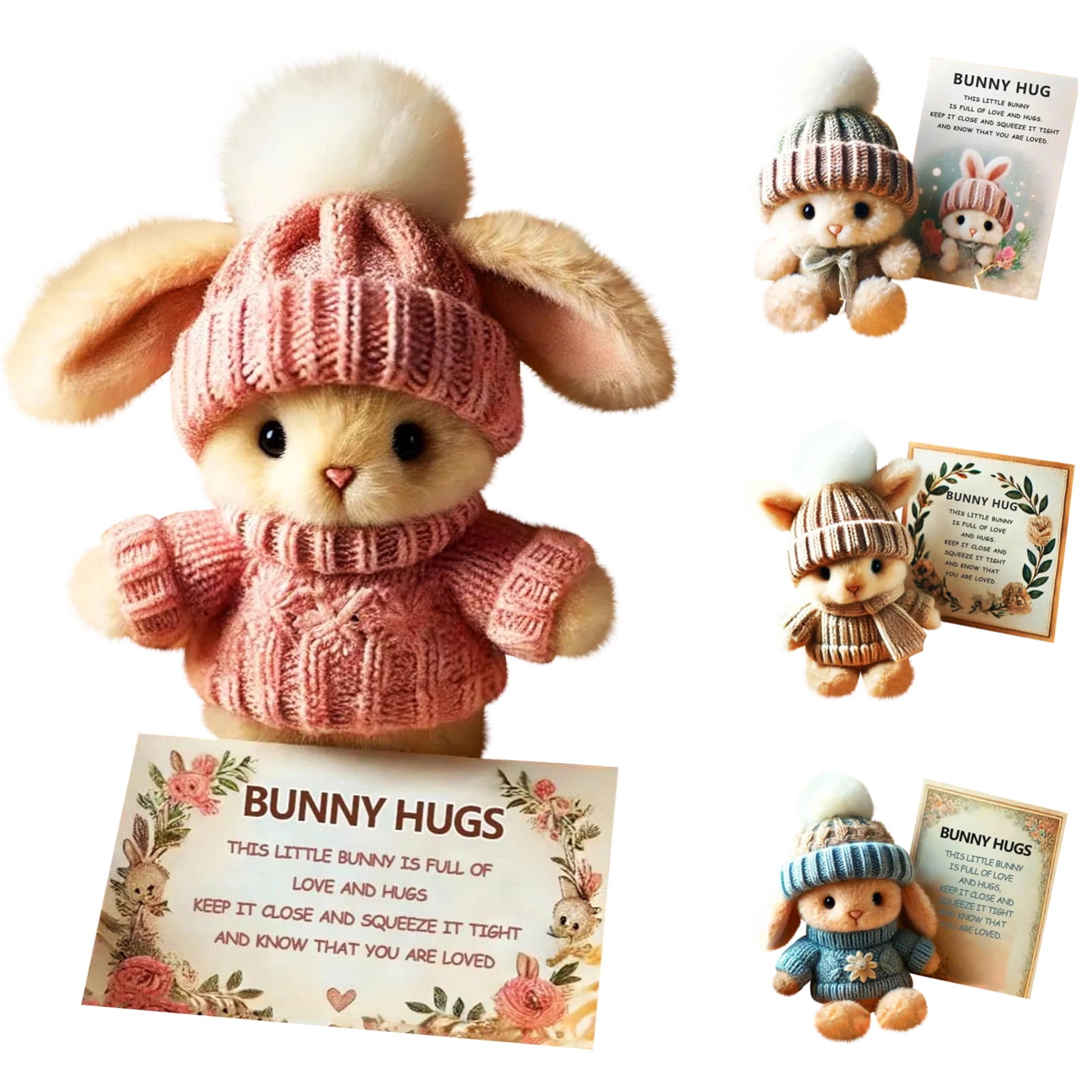 Mini Bunny Hug Cute Easter Gift,Bunny Stuffed Animal Sets, Plush Pocket ...