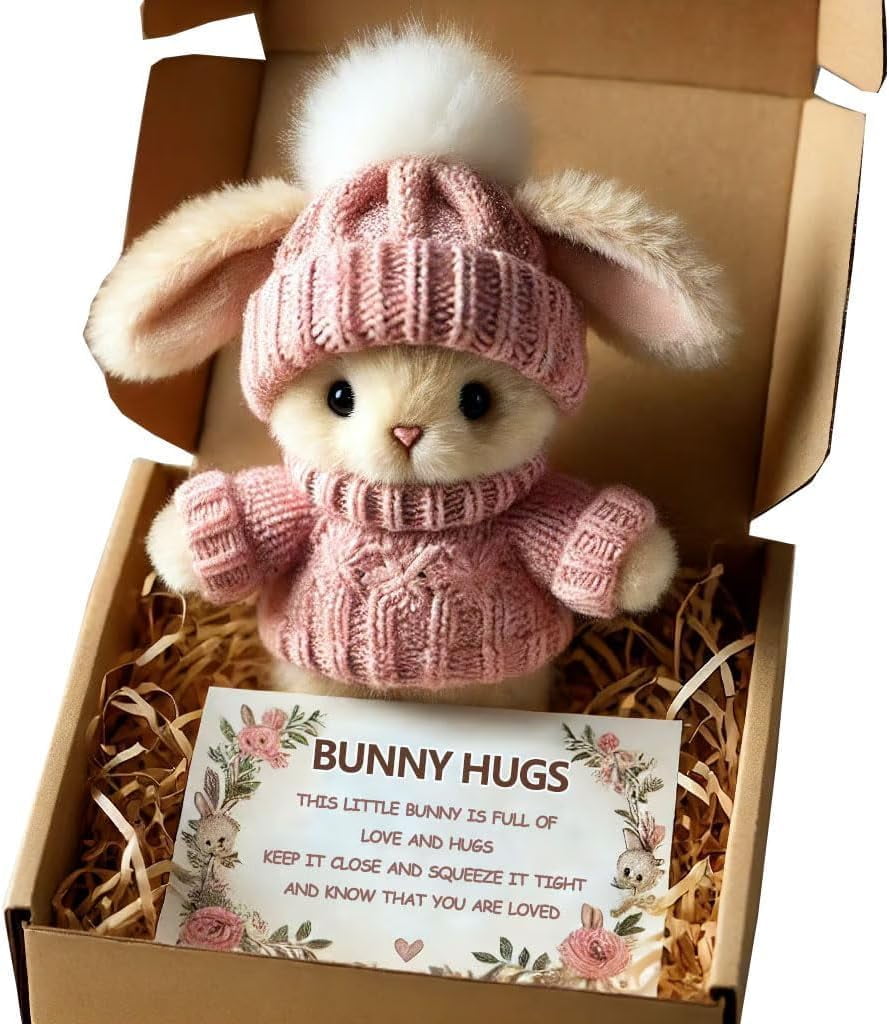 Mini Bunny Hug Cute Easter Gift, Crochet Mini Rabbit Hug with Knitted ...
