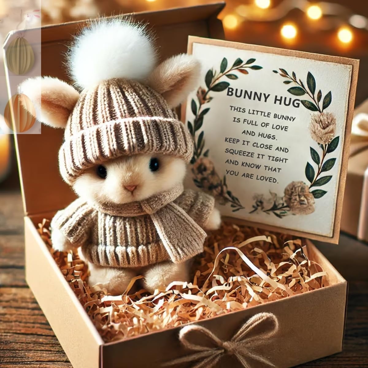 Mini Bunny Hug Cute Easter Gift, Easter Plush Bunny with Knitted Hat ...