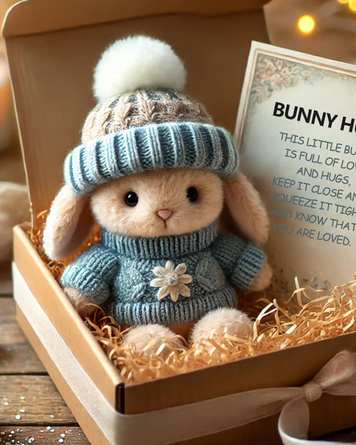 Mini Bunny Hug Cute Easter Gift, Handmade Emotional Support Positive ...