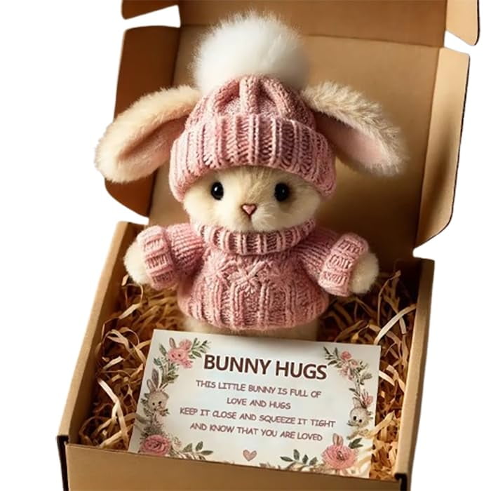 Mini Bunny Hug Cute Easter Gift, with Inspirational Card Desk Decor ...