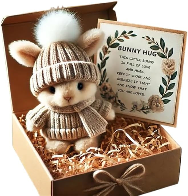 Mini Bunny Hug Cute Easter Gift, with Inspirational Card Desk Decor ...