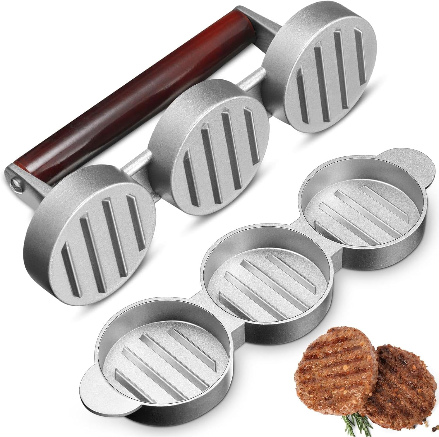 Mini Burger Press (Three 2.64-inch molds) Small Meat Patty Maker Round ...
