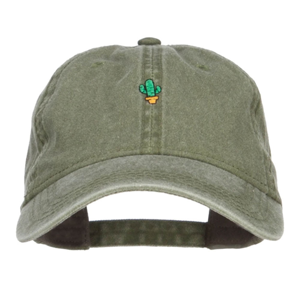 Mini Cactus Embroidered Washed Cap - Olive Green OSFM - Walmart.com