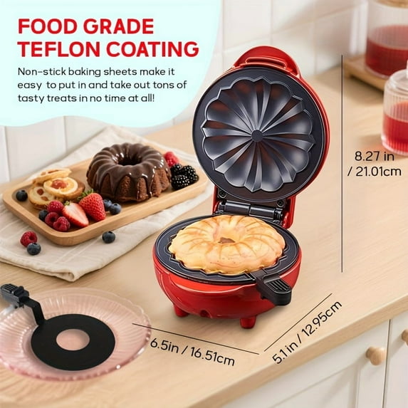 、Mini Cake Maker, Portable Mini Bundt Cake Maker Double-Sided Heating ...