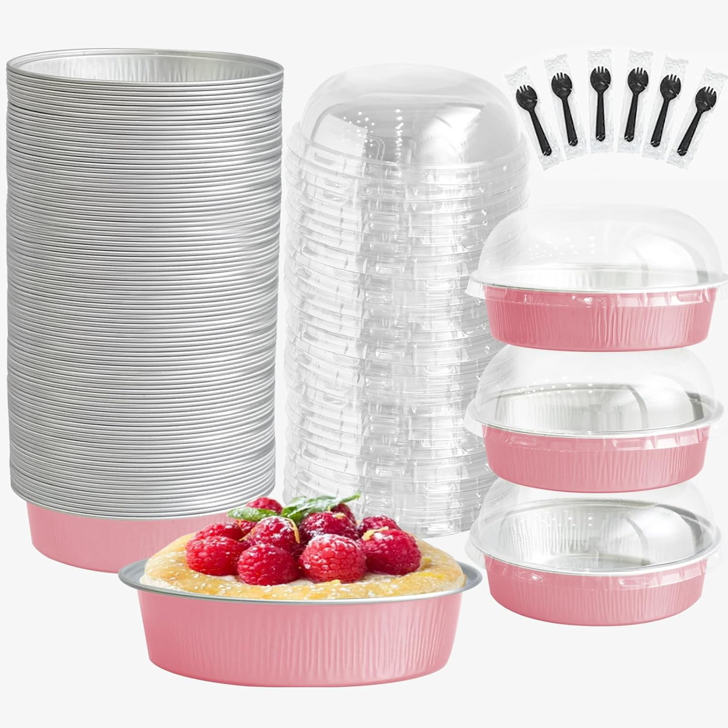 Mini Cake Pans With Lids And Spoons, Baking Tins For Round Small ...