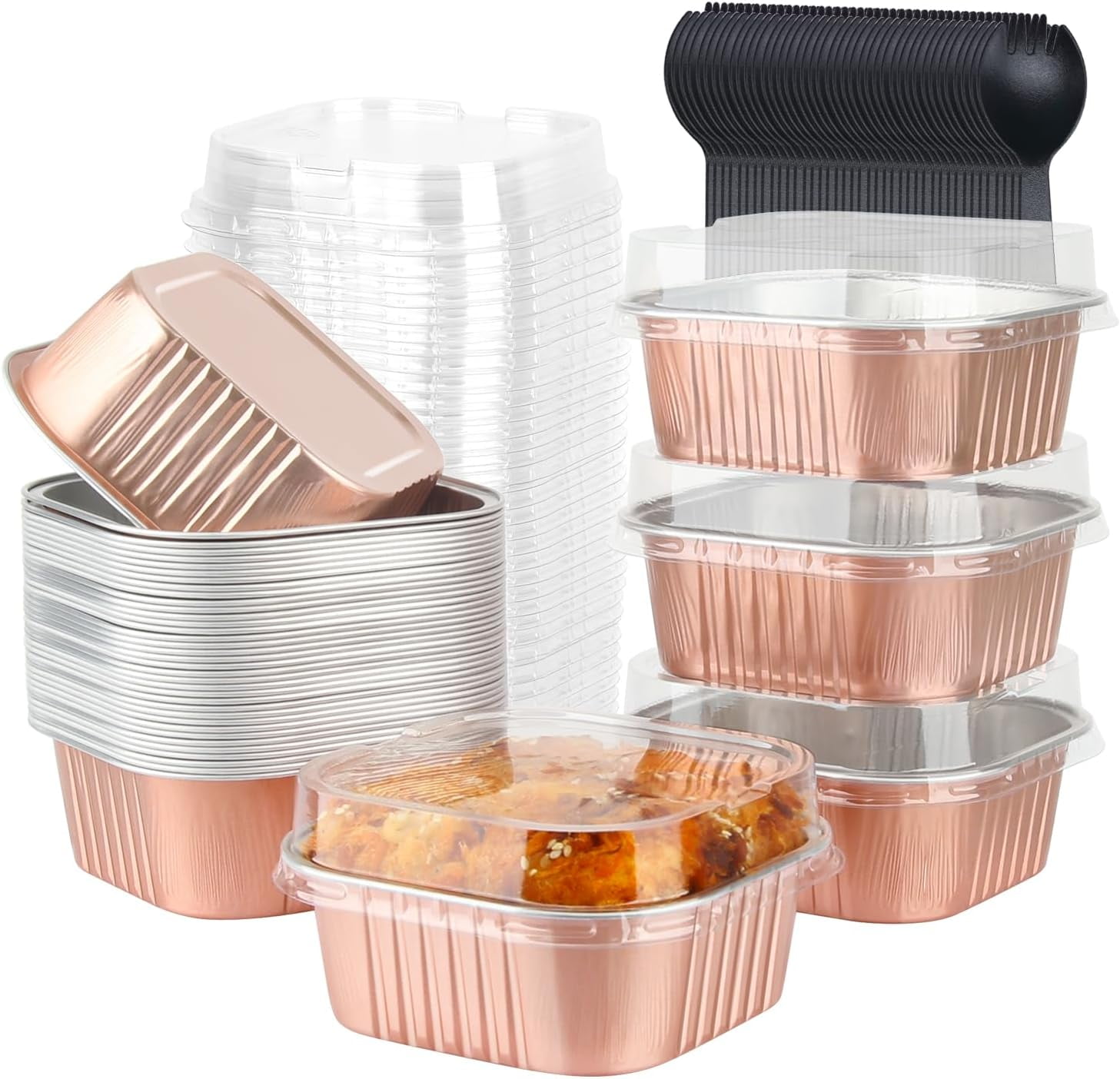 Mini Cake Pans With Lids 40 Pack, Aluminum Foil Square Brownie Baking ...
