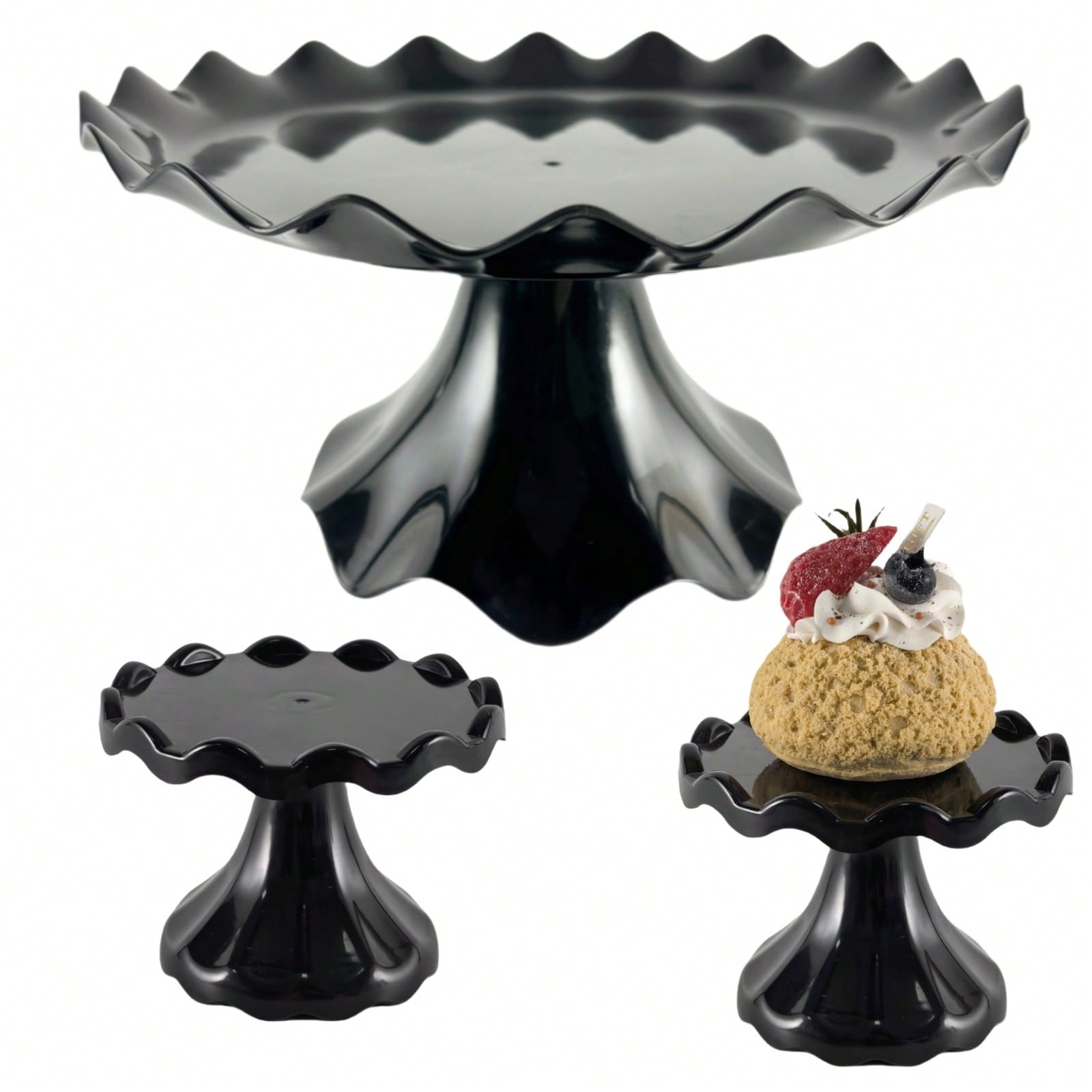 Mini Cake Stand Set Of 3, Plastic Cupcake Holders For Dessert Table ...