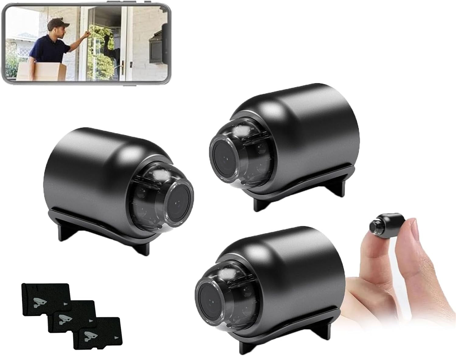 Mini Cam Wireless, Mini Wireless WiFi Camera 1080p, HD Night Vision ...