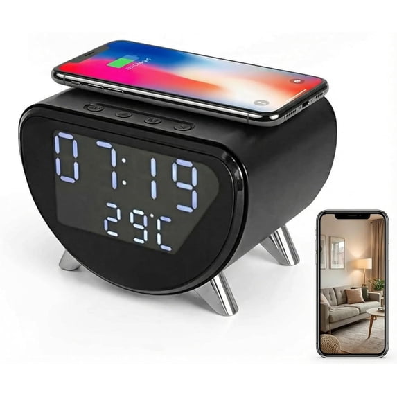 Mini Camera 4K Clock Cam, Support Wireless Charge Motion Zone Detection ...