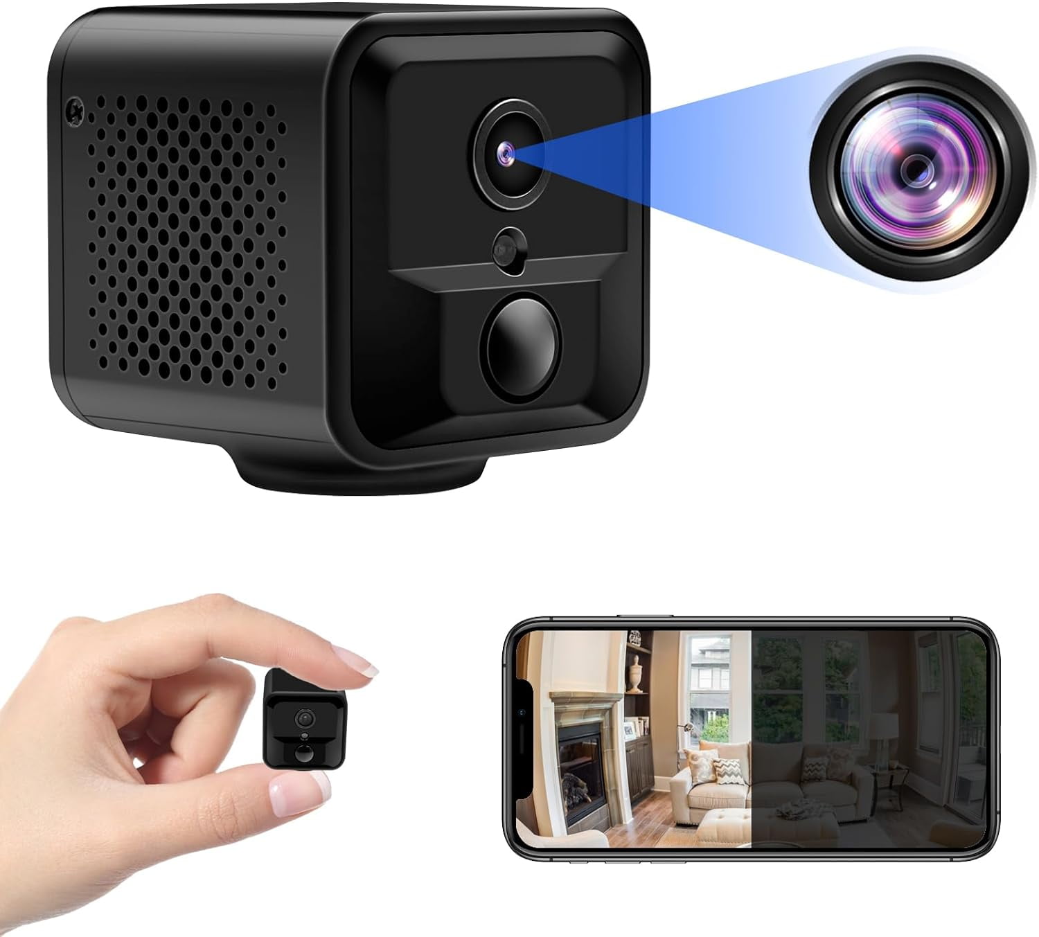 Mini Camera, WiFi Battery Security Camera 1080P HD WiFi Micro Small ...