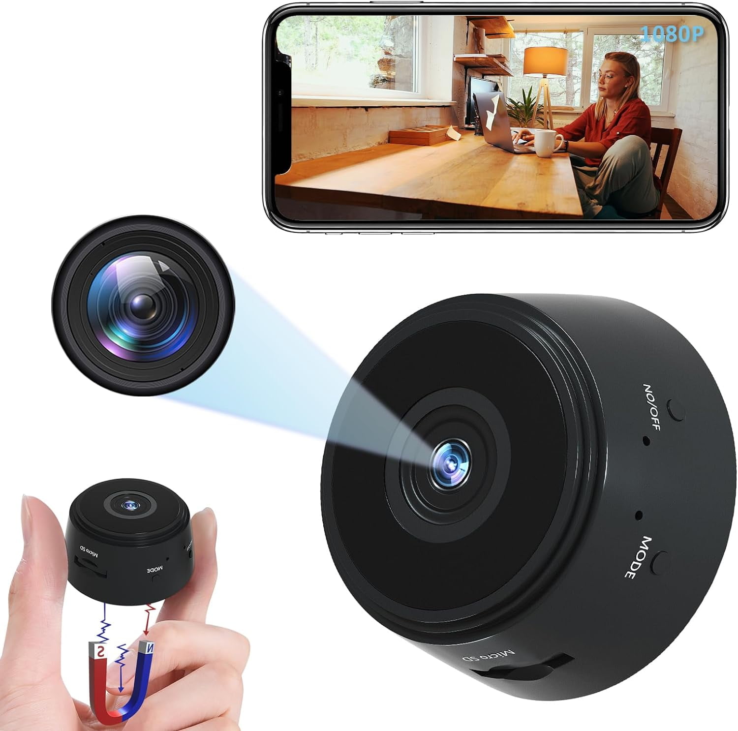 Mini Camera,Wireless WiFi Camera 1080P Full HD,Portable Cameras with ...