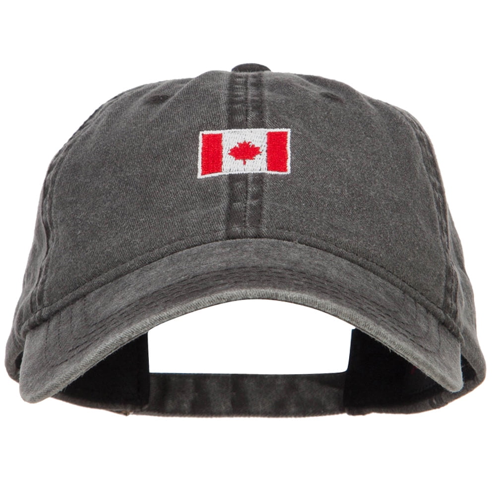 Mini Canada Flag Embroidered Washed Cap - Black OSFM - Walmart.com