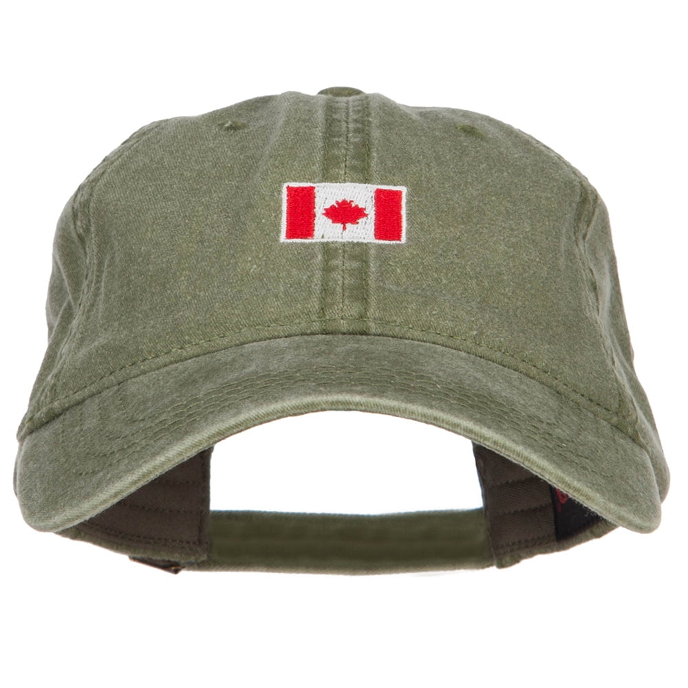Mini Canada Flag Embroidered Washed Cap - Olive OSFM - Walmart.com