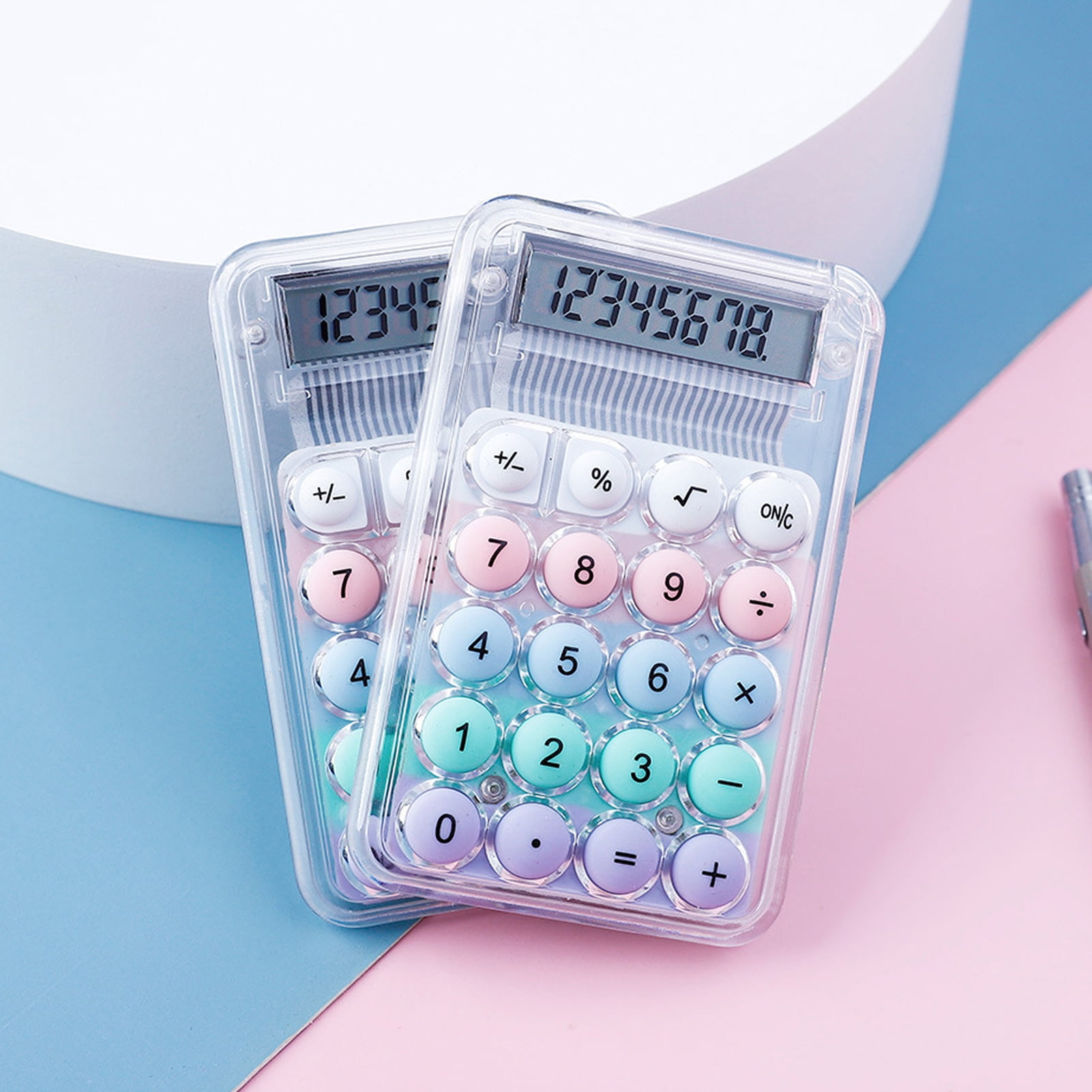 Mini Candy Color 8 Digit Calculator Large LCD Display Big Round Button ...