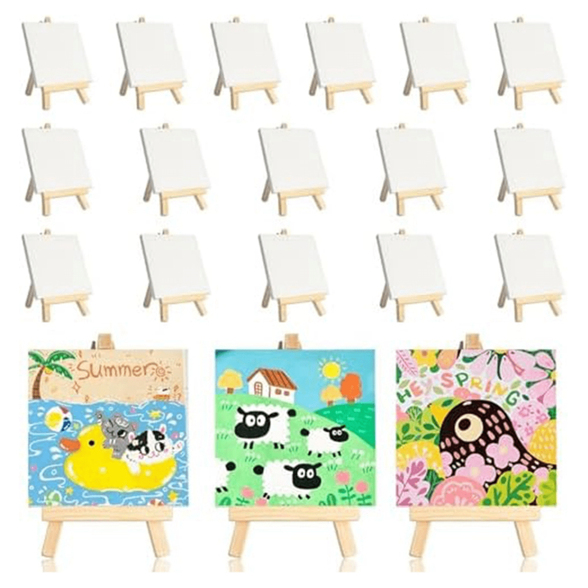 Mini Canvases with Easel Sets 16 Pack, Small Painting Canvas with Mini ...
